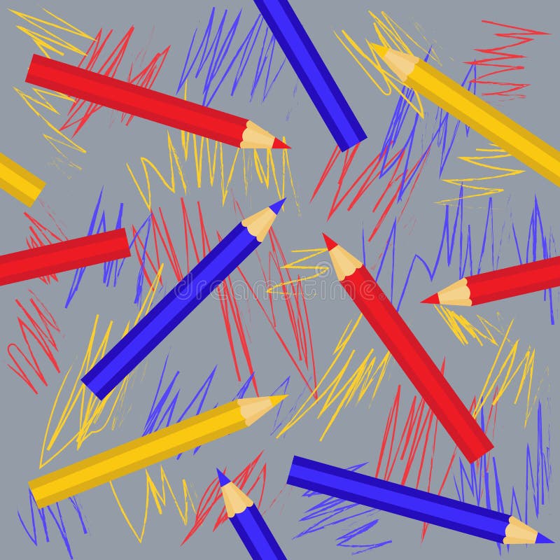 Seamless Geometric Pattern with Colorful Pencils. Vector EPS10. Stock ...