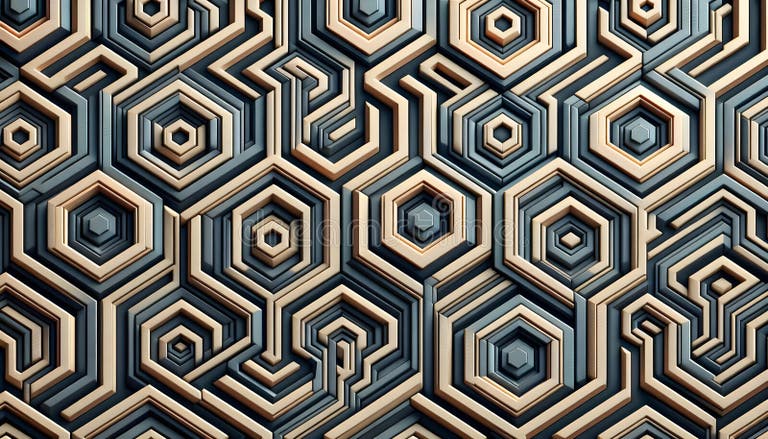 Seamless Geometric Pattern Consisting of Interlocking Hexagons with a ...