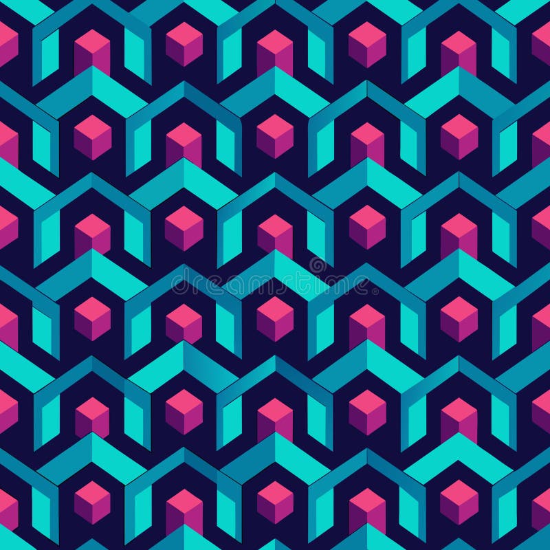 Seamless Geometric Pattern with 3d Cubes. Stock Vector - Illustration ...