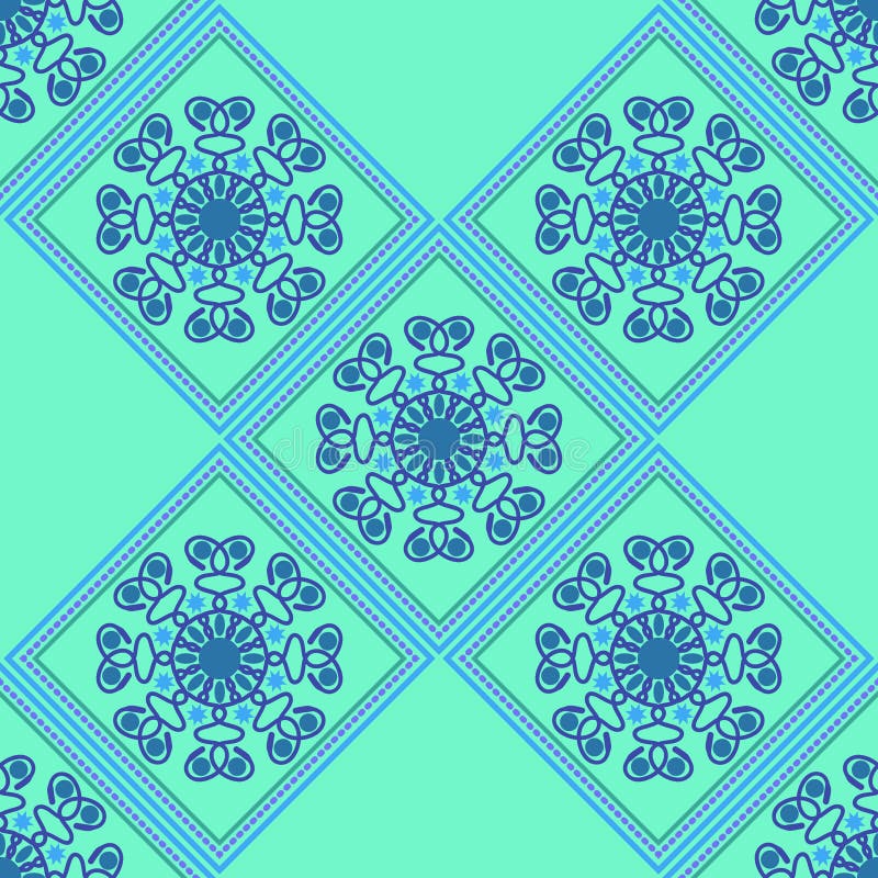 Seamless Geometric Pattern, Diamonds with Beautiful Unusual Flowers on ...