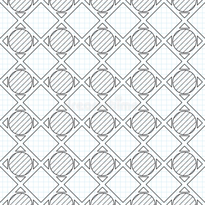 Seamless Geometric Pattern, Drawn on Checkered Notebook Stock Vector ...