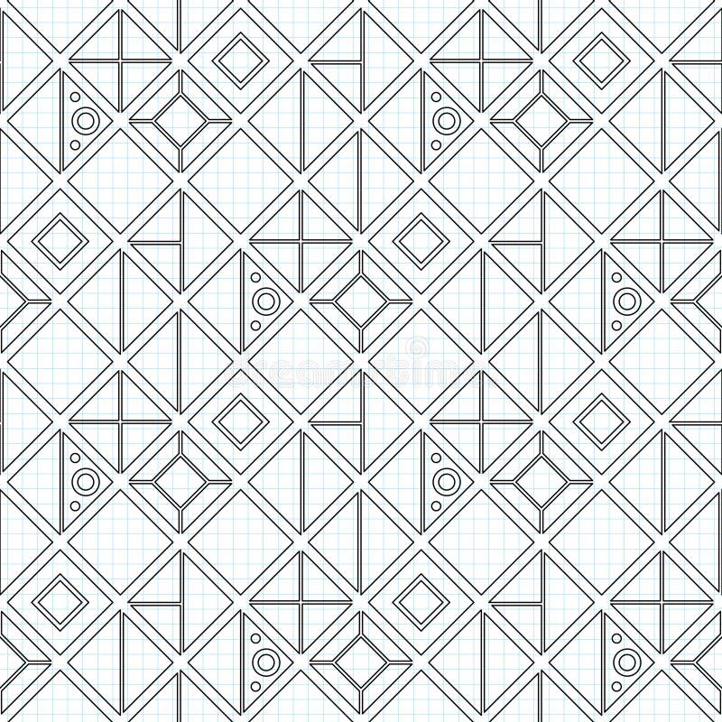 Seamless Geometric Pattern, Drawn on Checkered Notebook Stock Vector ...