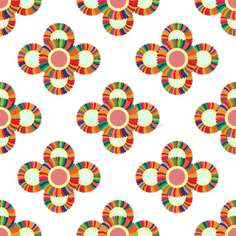 Seamless Geometric Pattern Flowers Stock Vector - Illustration of ...