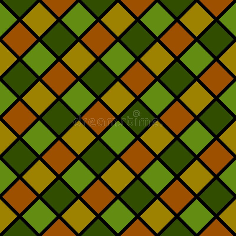 Seamless Geometric Pattern in Green and Brown Squares. Vector Image ...