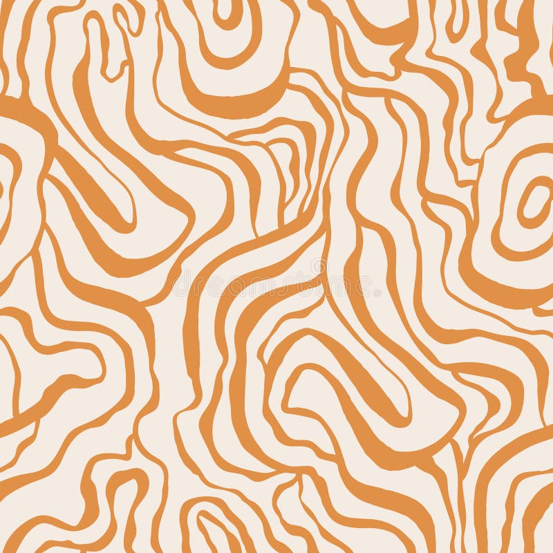 Seamless Geometric Pattern with Hand Drawn Swirls and Waves. Monochrome ...