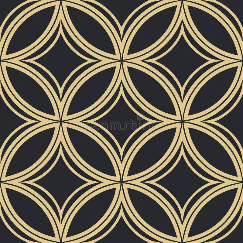Seamless Geometric Pattern with Intricate Gold Circles on Black ...