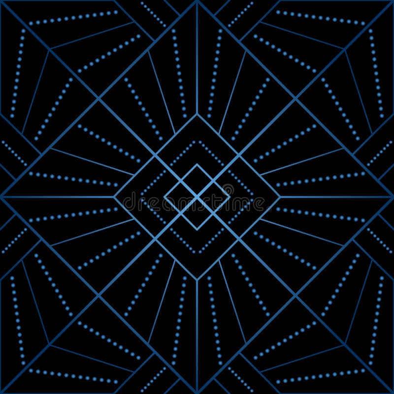 Seamless Geometric Pattern from Lines and Dots. Blue Gradient ...