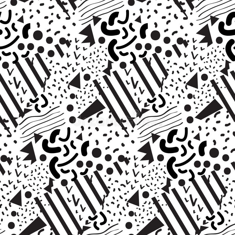 Seamless Geometric Pattern in Memphis Style. Stock Vector ...