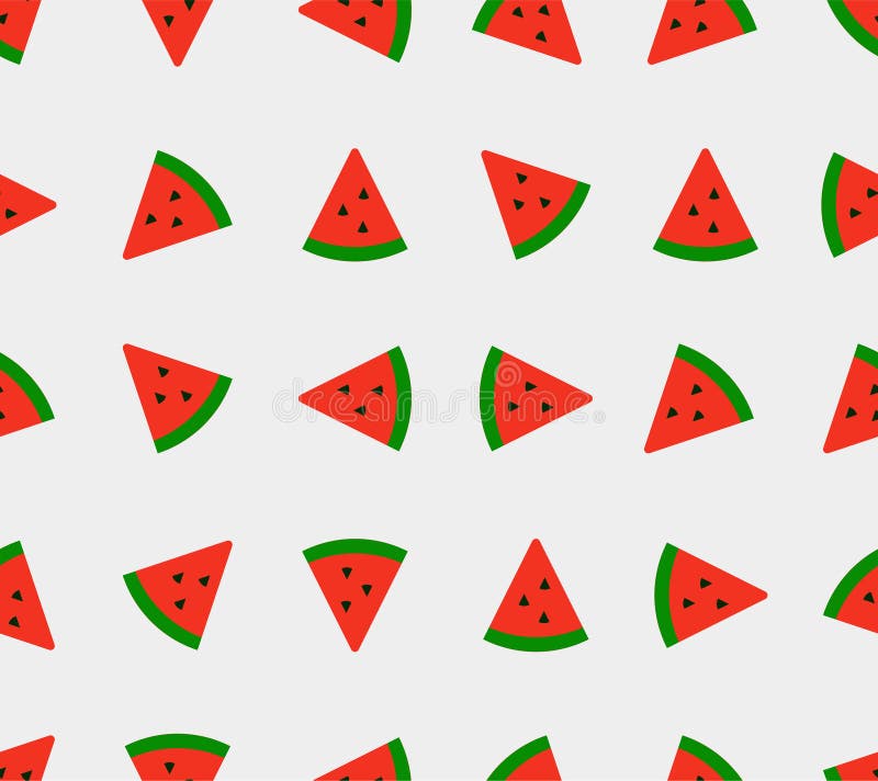Seamless Geometric Pattern of Red Watermelon Pieces. Multicolored ...
