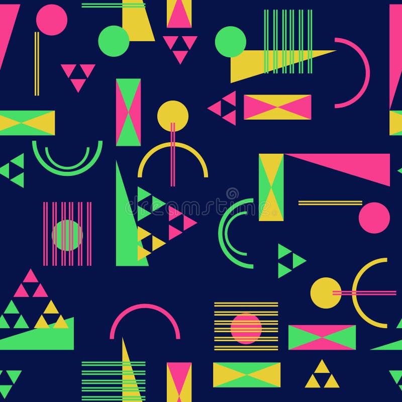 Seamless Geometric Pattern in Retro 80s Style Stock Illustration ...
