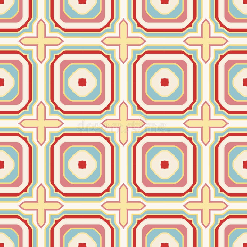 Seamless Geometric Pattern in Retro Style Stock Vector - Illustration ...