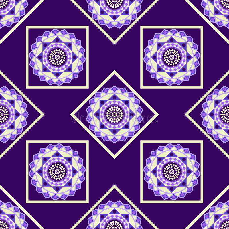 Seamless Geometric Pattern, Rhombus and Squares with Lilac Mandala ...