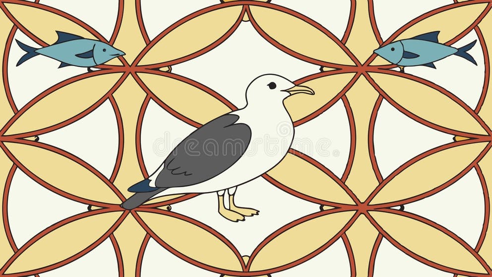 Seamless Geometric Pattern with Seagulls Nautical Themed Repeating ...
