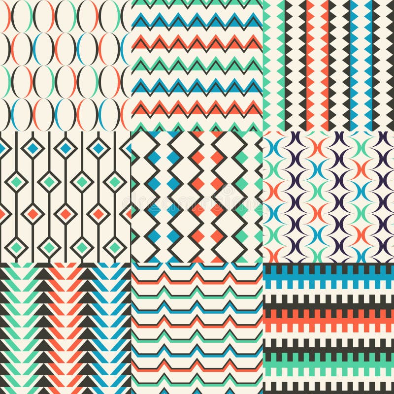 Seamless Geometric Pattern Set Stock Vector - Illustration of circle ...