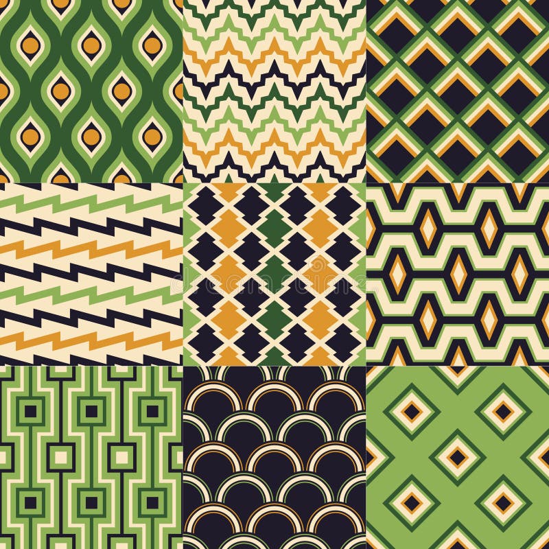 Set of Seamless Retro Patterns Vector Set for Background and Wallpaper ...