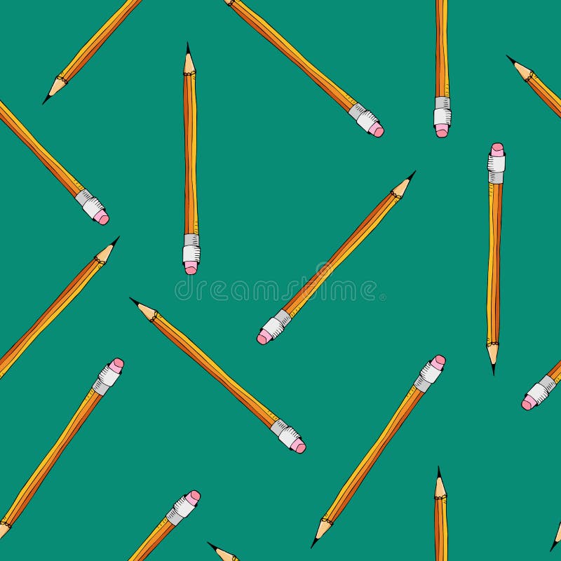 Seamless Geometric Pattern with Simple Pencils in a Flat Style. on a ...