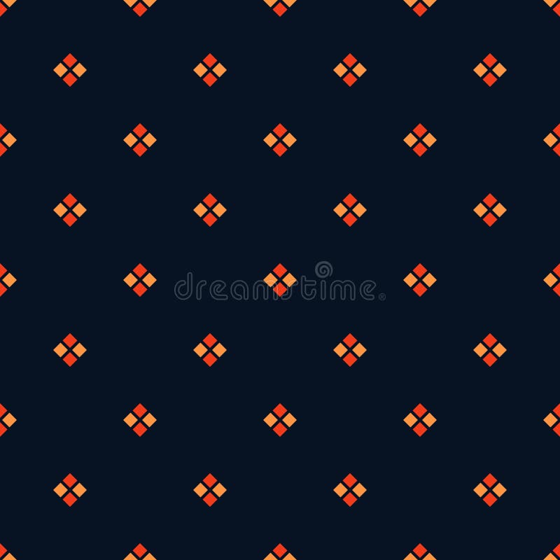 Seamless Geometric Pattern with Small Orange Diamonds on Dark Blue ...