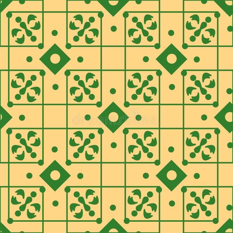 Geometric Pattern with Flowers in Square. Abstract Seamless Flowers ...