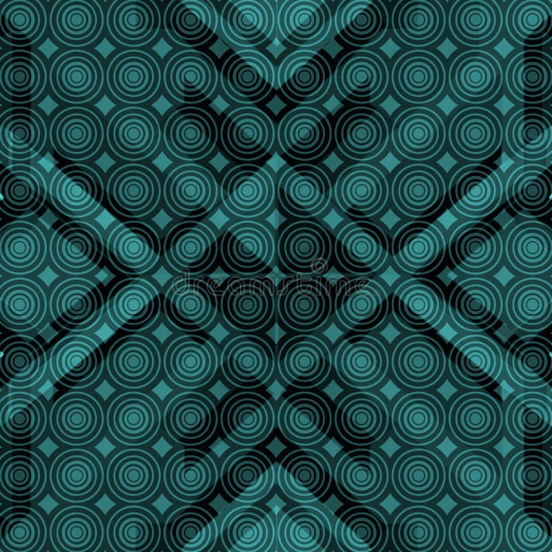 A Seamless Geometric Pattern with Teal Concentric Circles and Diamond ...