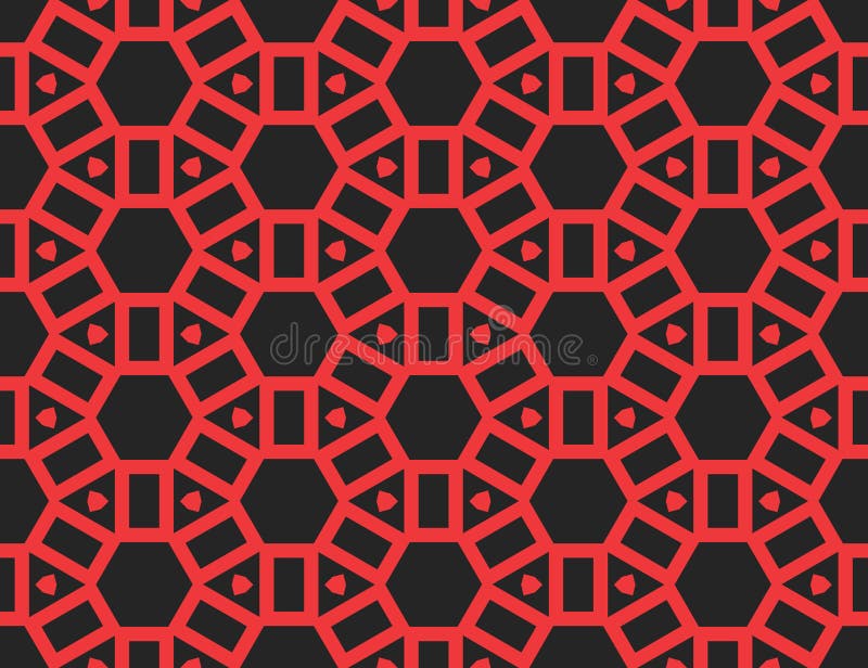 Seamless Geometric Pattern, Texture or Background Vector in Black, Red ...