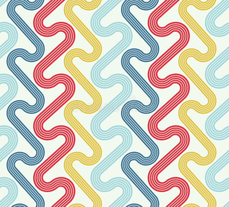 Seamless Geometric Pattern with Interlaced Wavy Lines on a Black Background. Abstract Metallic ...