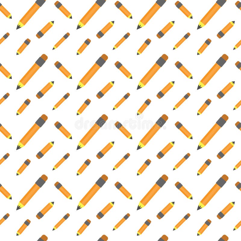 Seamless Geometric Pattern with Yellow Pencils in Flat Style. Vector ...