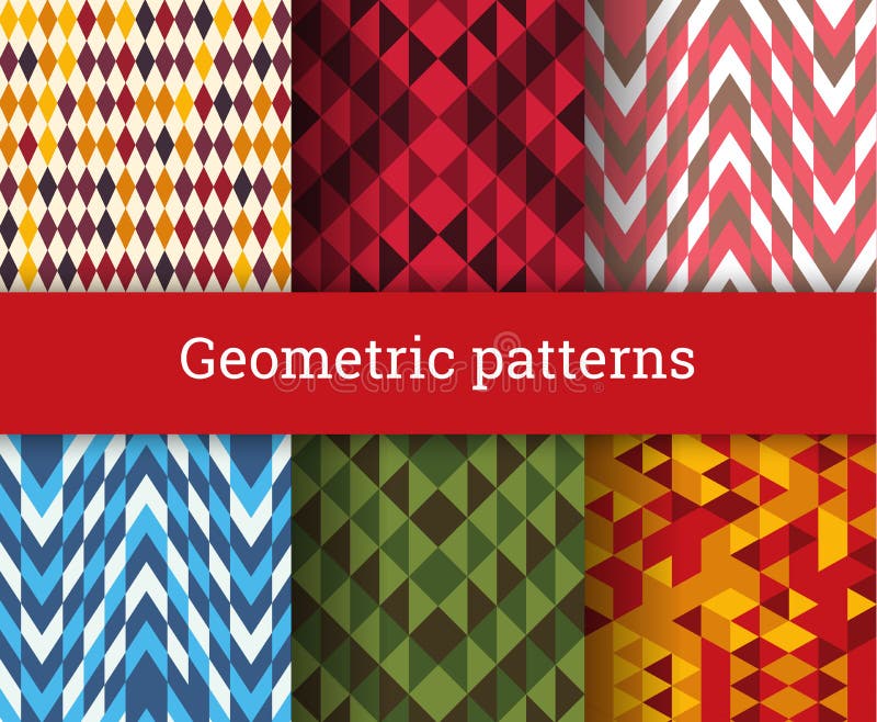 Seamless Geometric Patterns Set. Stock Vector - Illustration of fabric ...
