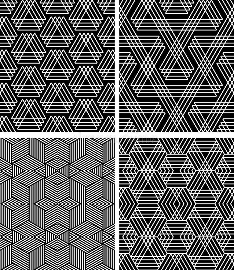 Seamless Geometric Patterns Set. Stock Vector - Illustration of fancy ...