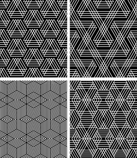Seamless Geometric Patterns Set. Stock Vector - Illustration of fancy ...