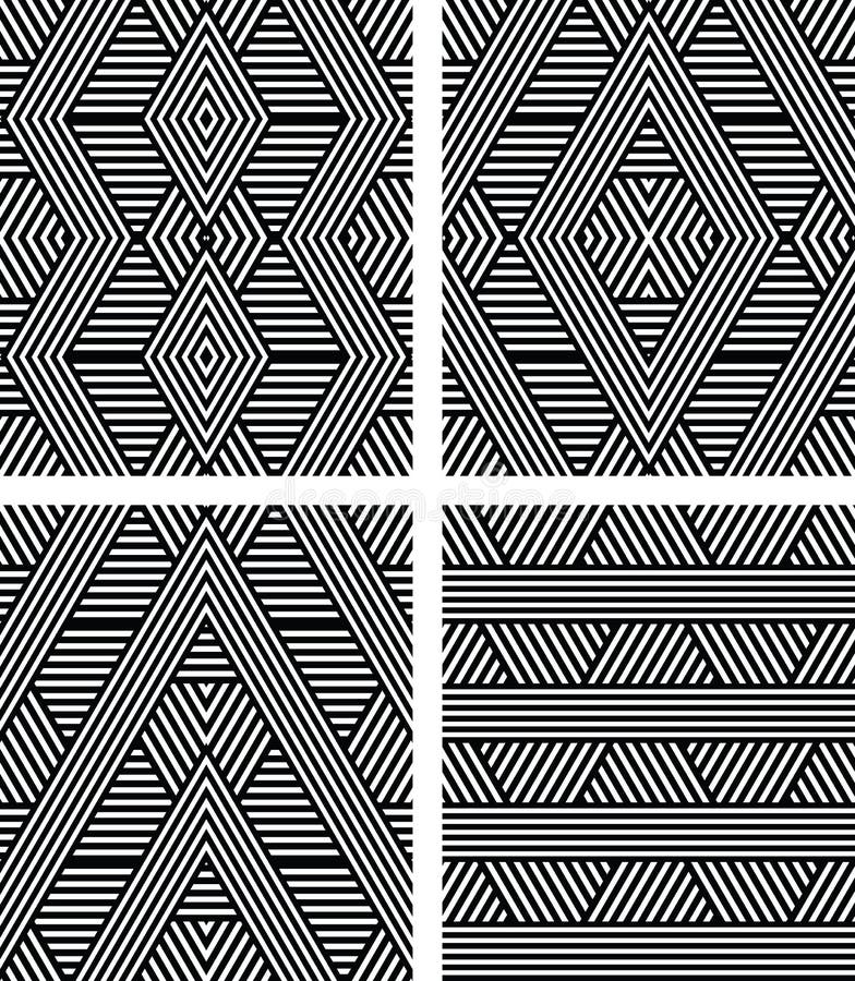 Seamless Geometric Patterns Set. Stock Vector - Illustration of modern ...