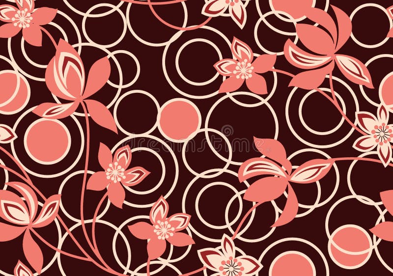 Seamless Geometric Round Background with Flower Stock Illustration ...