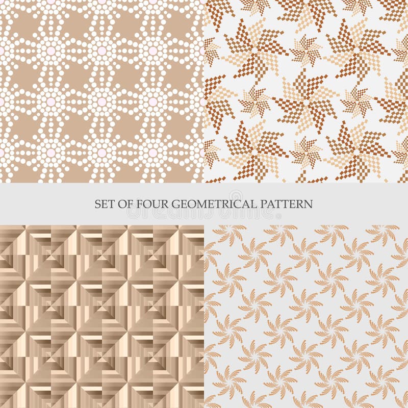 Seamless Geometric Shape Pattern Set Stock Vector - Illustration of ...