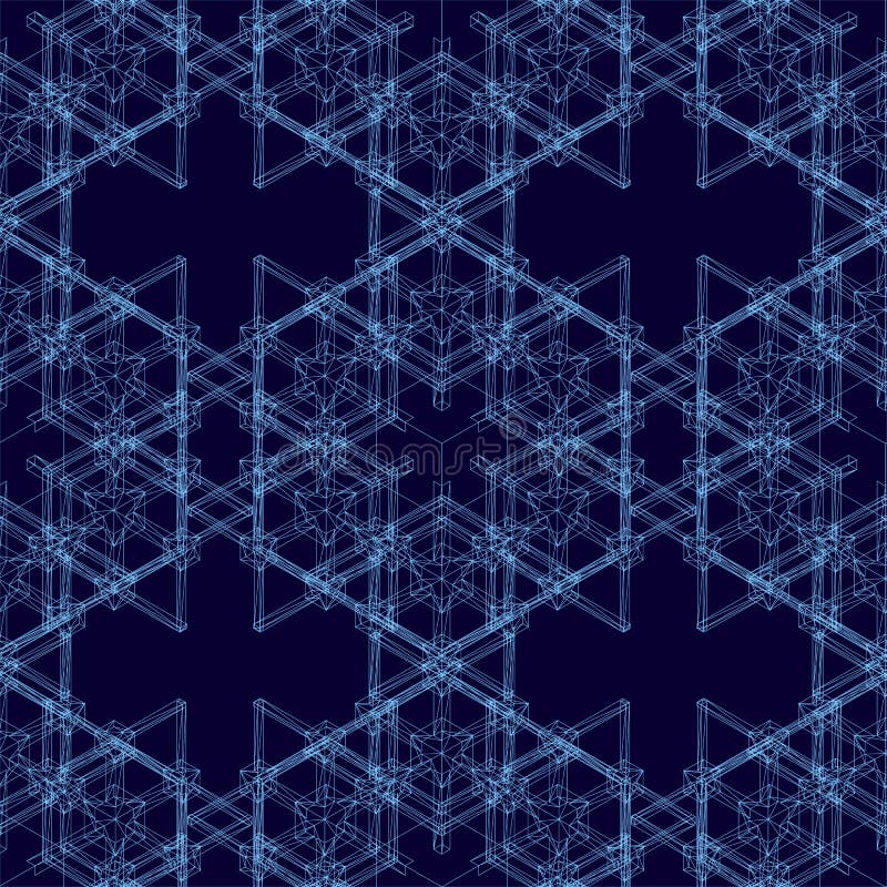 Seamless Geometric Texture. Contours of Geometric Shapes of Blue Lines ...