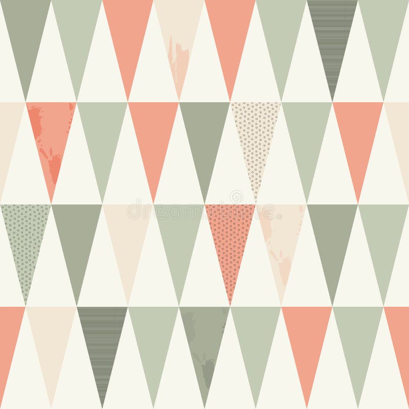 Seamless Geometric Texture with Peach-Pink and Grey Triangles Stock Illustration - Illustration ...