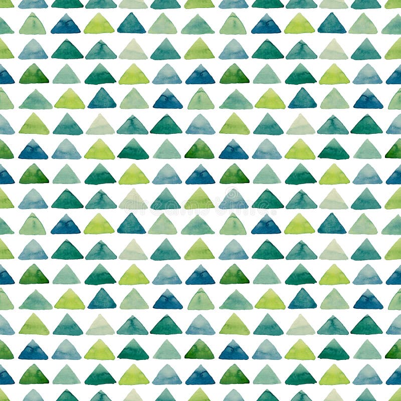 Seamless Geometric Texture with Watercolor Bright Blue Triangles Stock ...