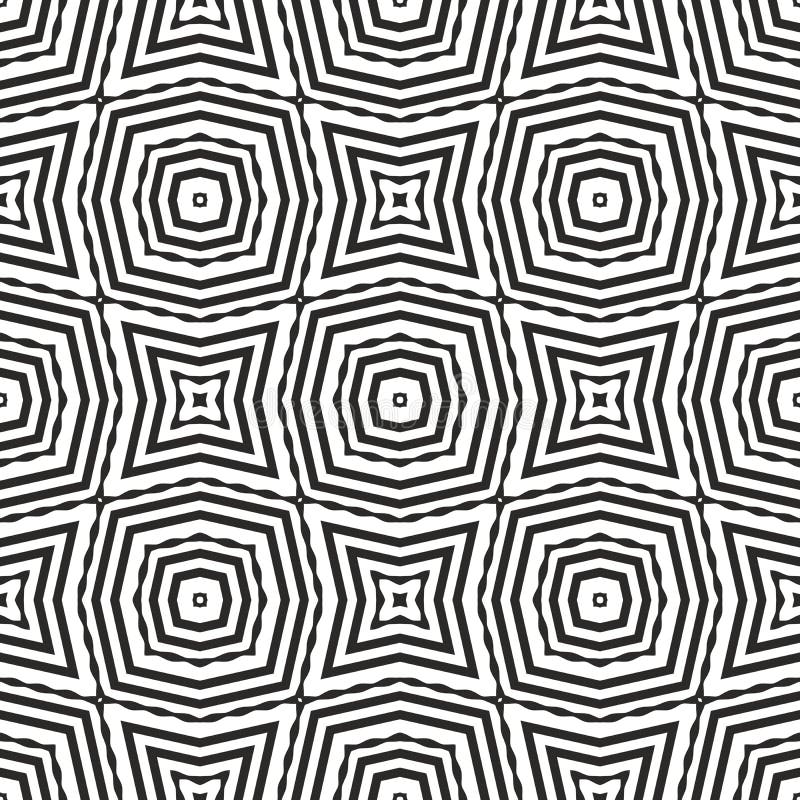 Seamless Geometric Vector Background, Black and White Circular Vector ...