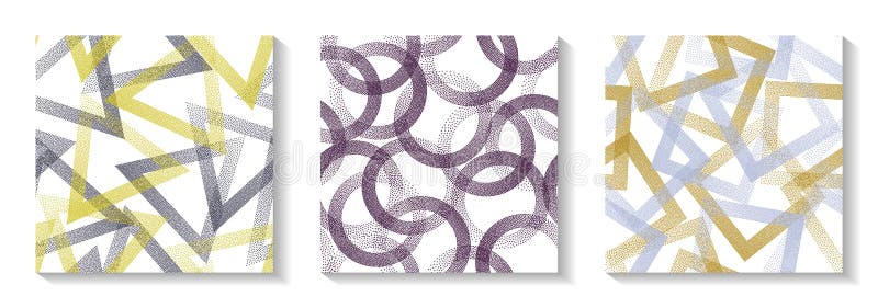 Seamless Geometric Vector Patterns Set with Shapes of Dots. Stock ...