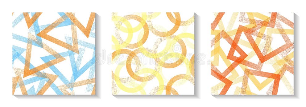 Seamless Geometric Vector Patterns Set with Shapes of Dots. Stock Photo ...