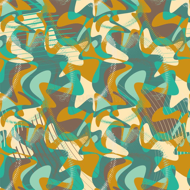 Seamless Geometry Abstract Pattern with Wave Shapes Stock Vector ...