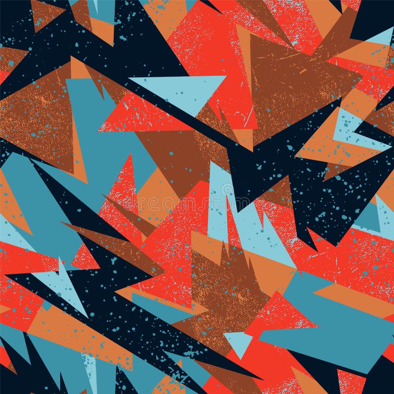 Seamless Geometry Urban Pattern with Triangular Elements and Grunge ...