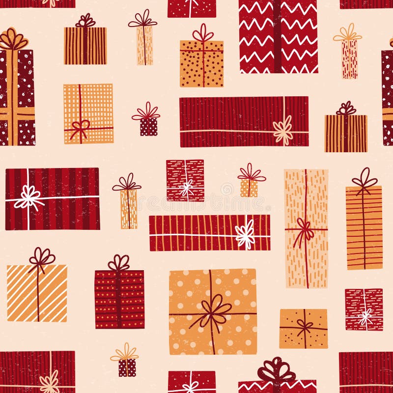 Seamless Gift Box Pattern. Present Wrapper, Invitation Retro Elements ...