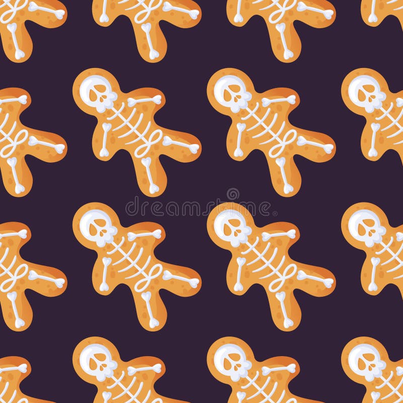 Seamless Gingerbread Skeleton Pattern Created Especially for Halloween ...