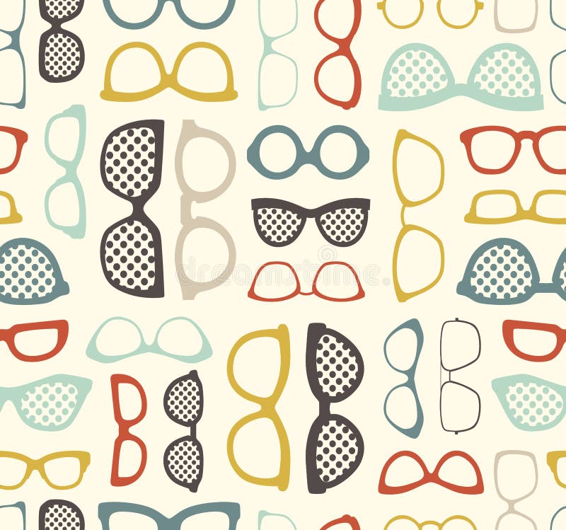 Seamless Eyeglasses Fabric Pattern Stock Vector - Illustration of ...