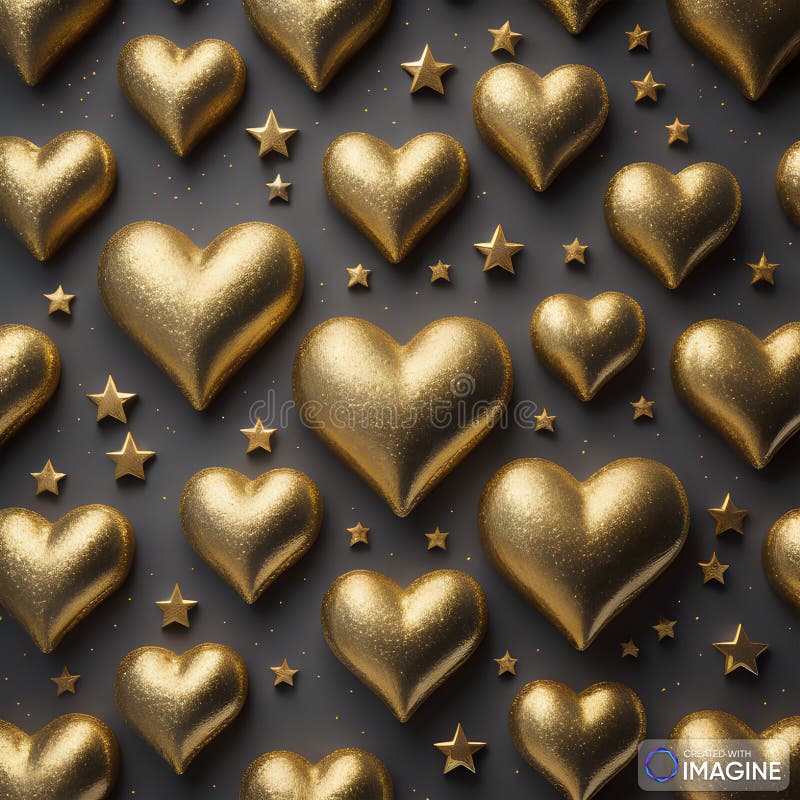 Seamless Glittery Gold Hearts Patterned - Generated by Ai Stock ...