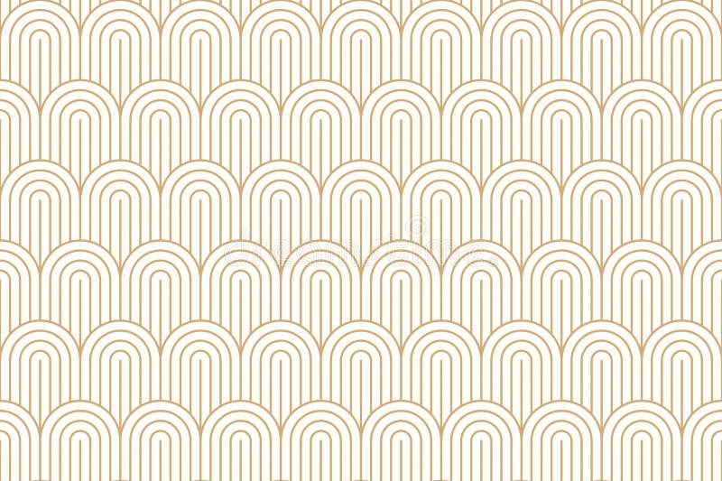 Seamless Gold Circle Line, Fence, Arch Shape Pattern, Art Deco Design ...