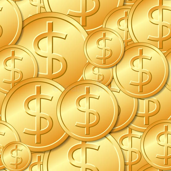 Seamless Gold Dollar Coin Pattern Stock Vector - Illustration of bank ...