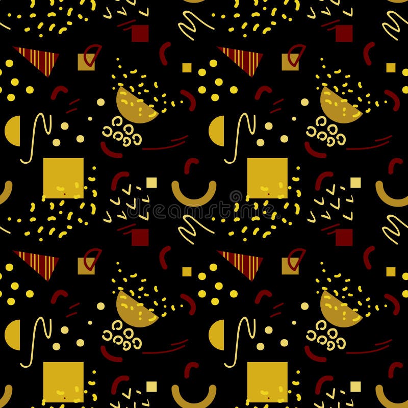 Seamless Gold Geometric Pattern in Retro 80s Style, Memphis, Vector ...