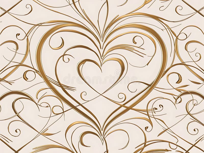 Seamless Gold Heart Pattern for Romantic Stock Illustration ...