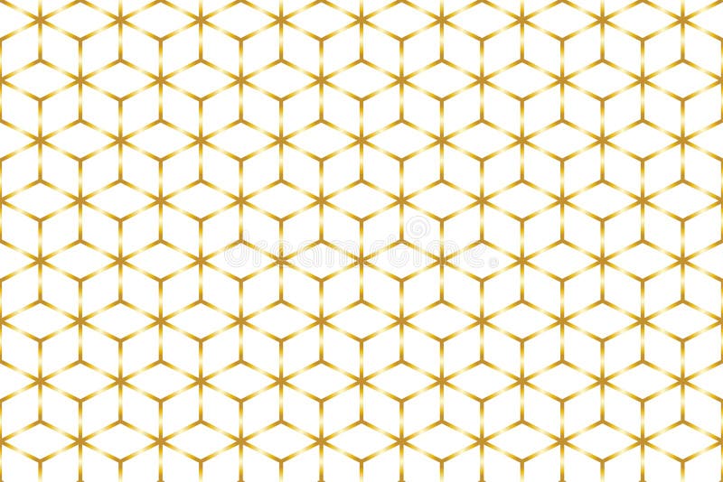 Seamless Gold Hexagonal Line Abstract Isometric Pattern. Minimal ...
