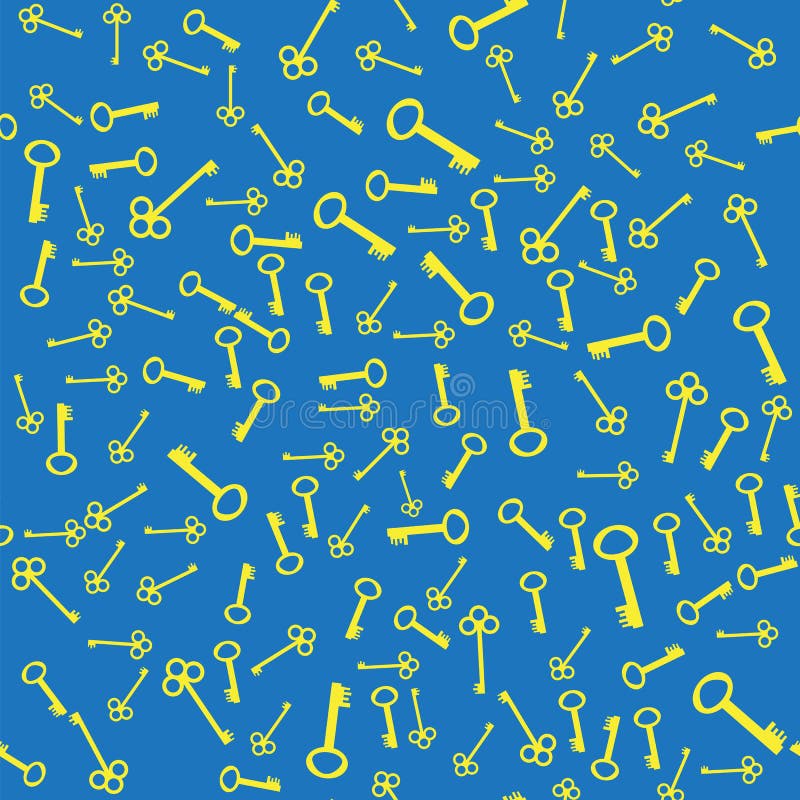Seamless Gold Keys Pattern stock vector. Illustration of pattern - 91985105